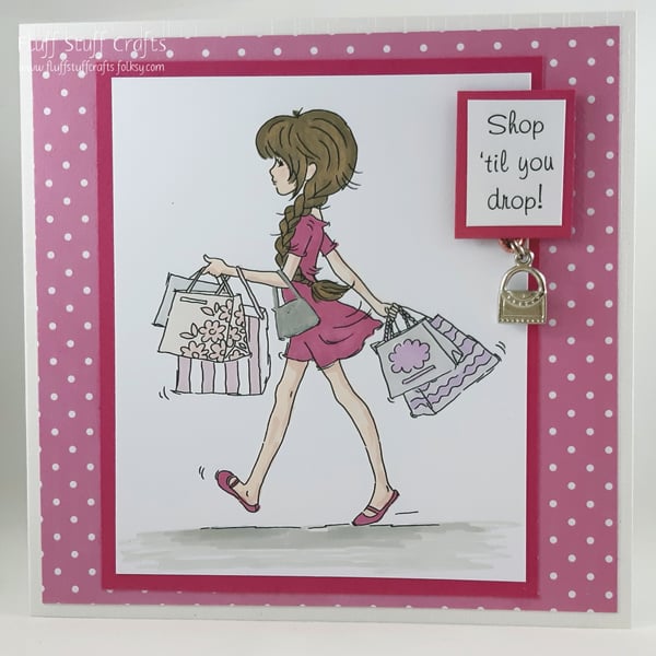 Handmade birthday card - shop 'til you drop - Folksy