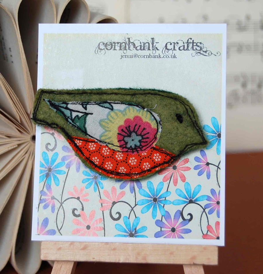 Felt and Fabric Bird Shaped Brooch - Folksy