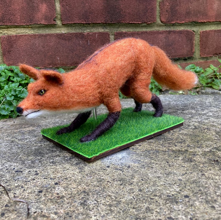 Fox model, needle felted animal, crouching fox - Folksy
