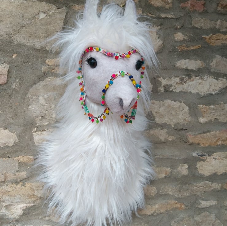 Handmade faux taxidermy cream Llama Lama Alpaca... - Folksy