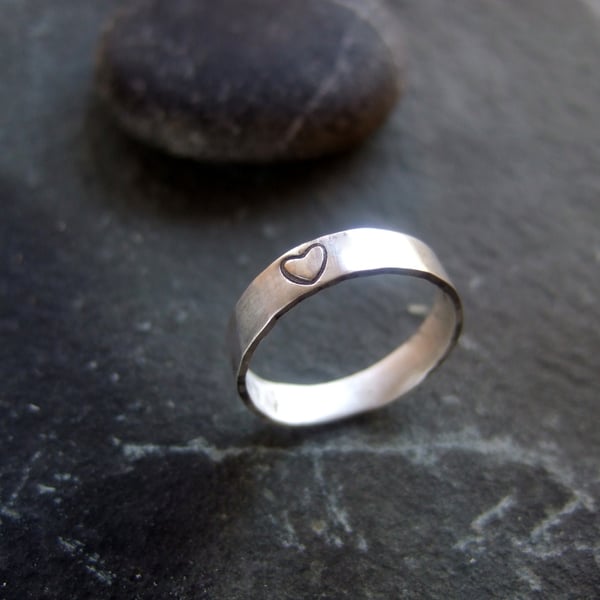 Heart design silver ring - Folksy