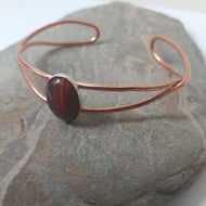 Hammered Copper Cuff Bangle with Tigers Eye Gem... - Folksy