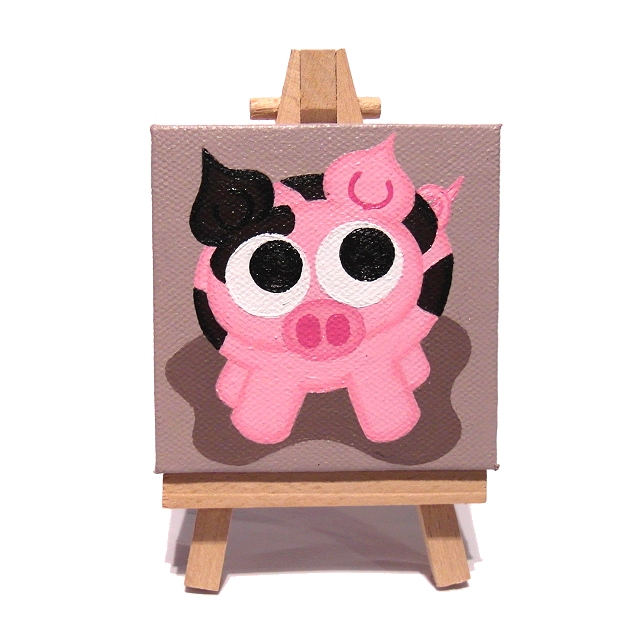 Sold Cute Mini Pig Painting - Folksy