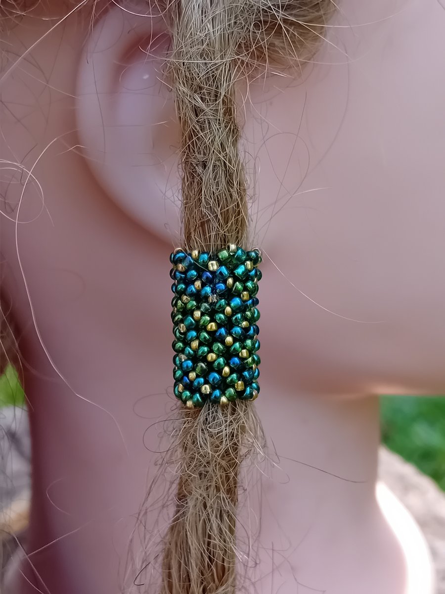Shimmering green and gold pondo stitch dreadloc... - Folksy