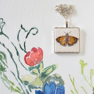 Hand Embroidered Gatekeeper Butterfly Pendant - Folksy