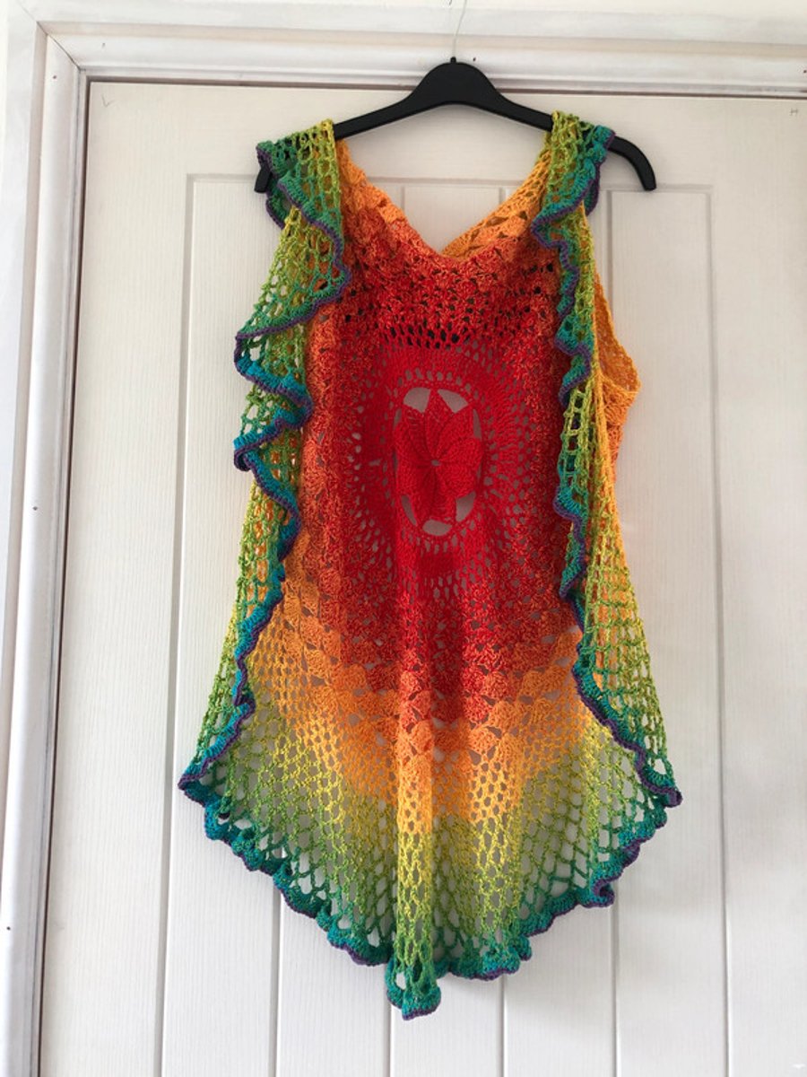 Gay pride rainbow waistcoat vest top size 10-16 - Folksy