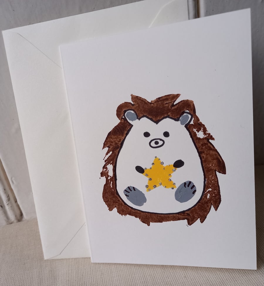 Hedgehog Star Card - Folksy