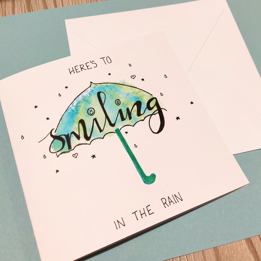Smiling In The Rain Card - Folksy