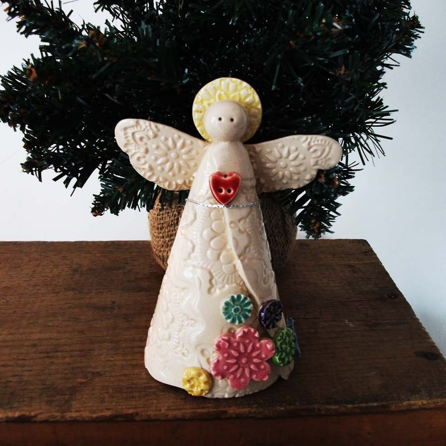 Large Ceramic Angel Christmas decoration Potter... - Folksy