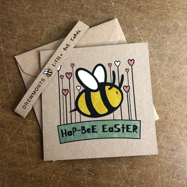 Bee Card, Easter Card, Hap-bee Easter, Eco Frie... - Folksy