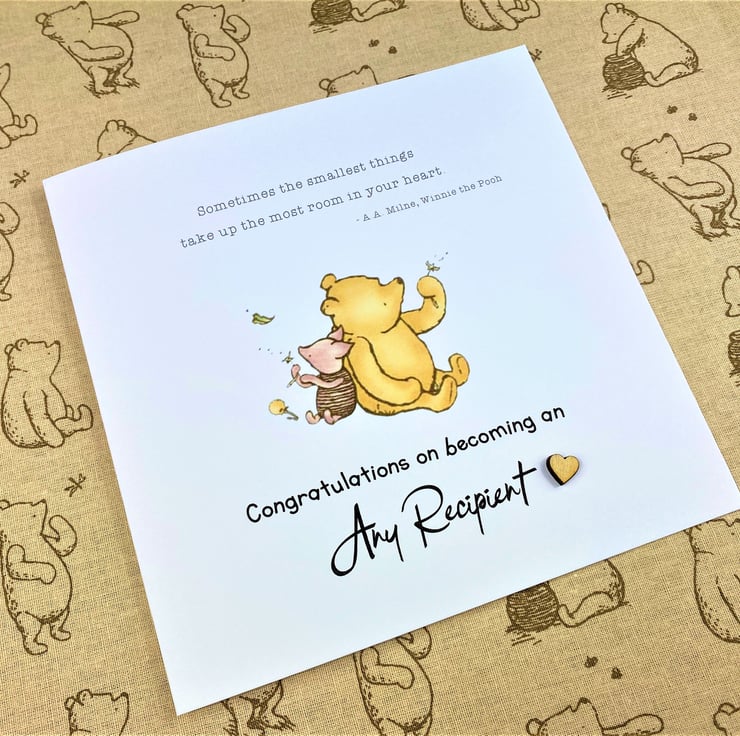 Winnie the Pooh Card New Baby Congratulations o... - Folksy