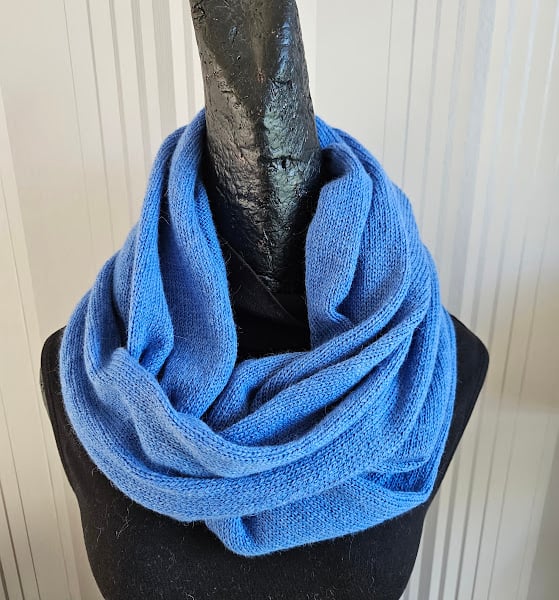 Bright blue lambswool and angora infinity scarf - Folksy