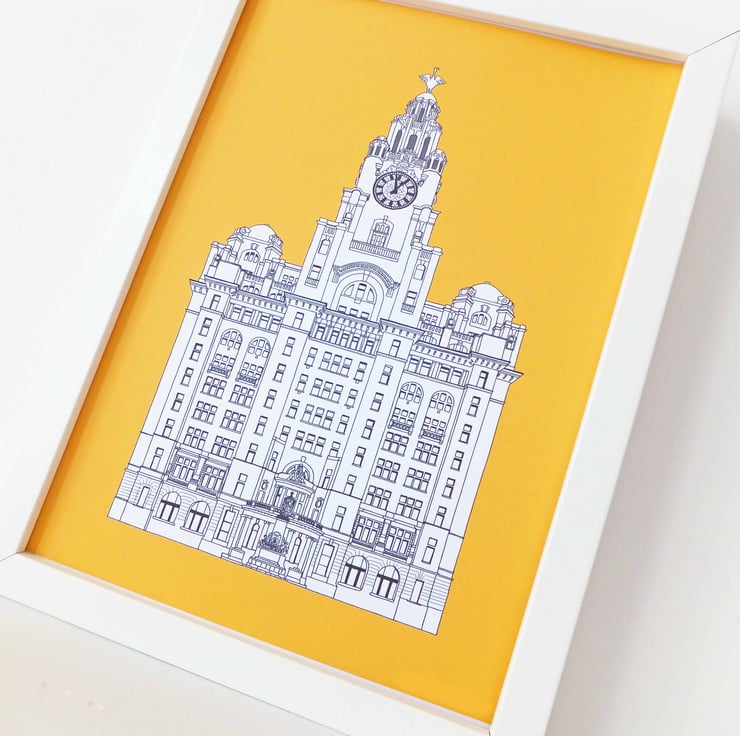 Liver Building Print - Liverpool illustration ... - Folksy