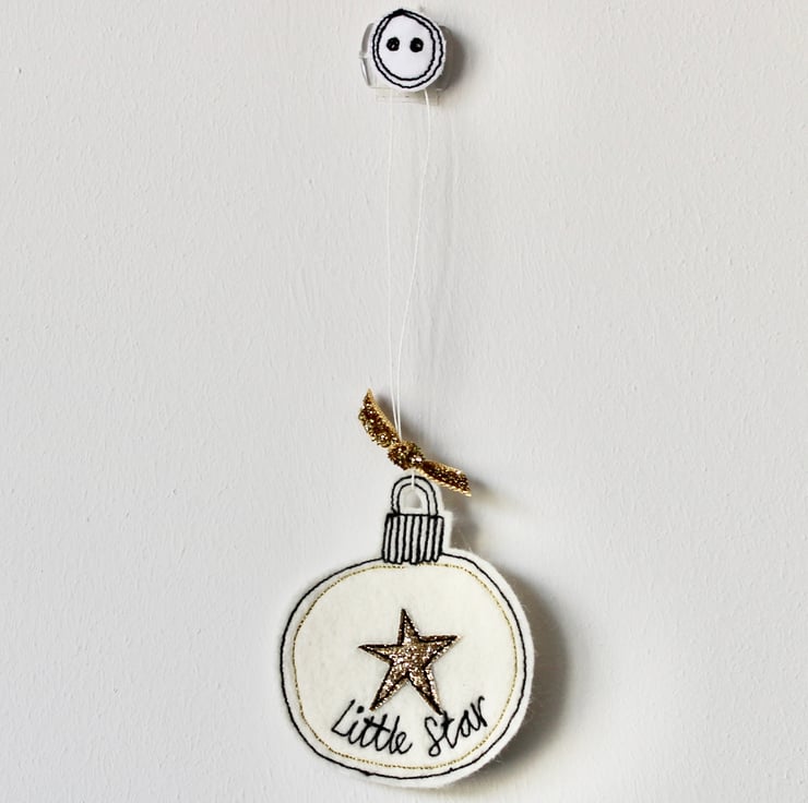 Small 'Little Star' Wool Felt Christmas Bauble ... - Folksy
