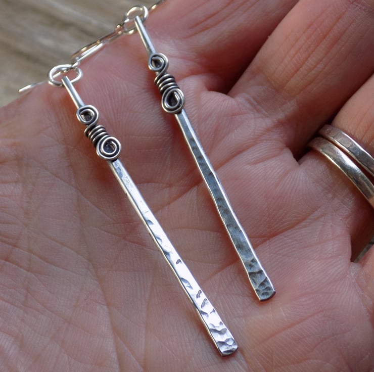 Sterling silver hand forged wire wrapped dangle... - Folksy