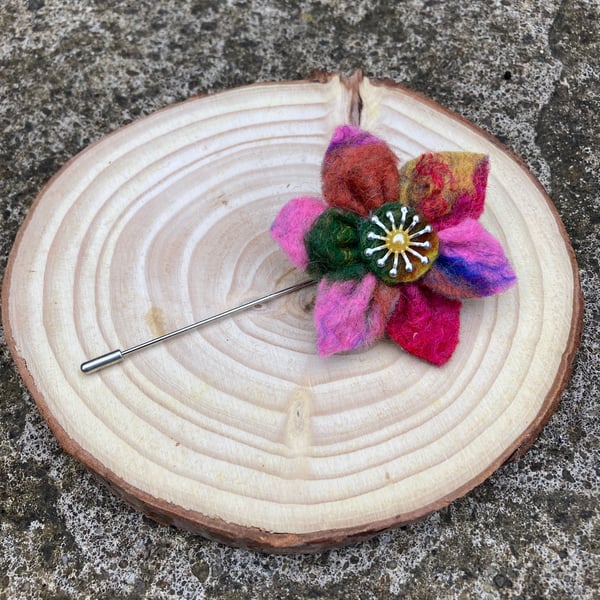 Scarf pin, shawl pin, brooch, hand made multico... - Folksy