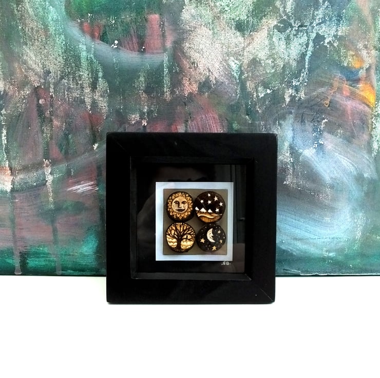 Wooden Sun Moon and Stars Pyrography Miniature ... - Folksy