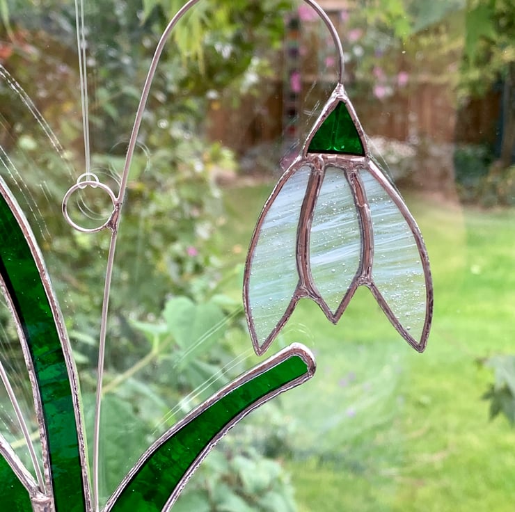 Stained Glass Snowdrop Suncatcher - Handmade Ha... - Folksy
