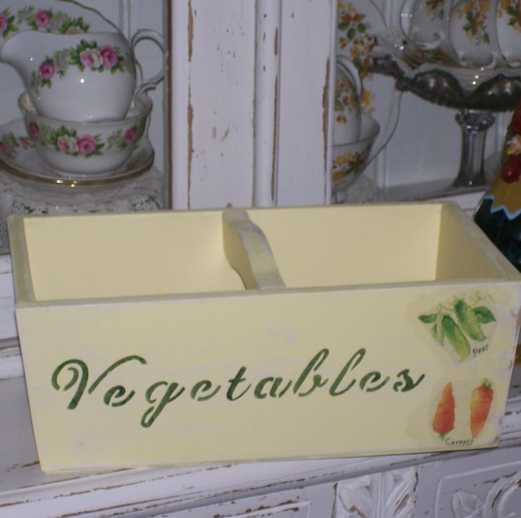 Shabby Chic Country Style Wooden Vegetable Box - Folksy