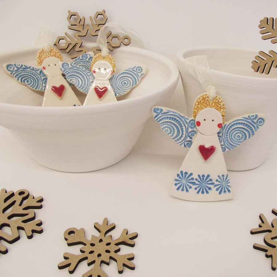 Ceramic Christmas Angel Pottery angel guardian ... - Folksy