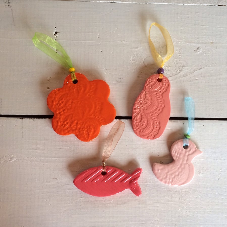Seconds Sunday SALE Set of 4 Handmade Ceramic H... - Folksy