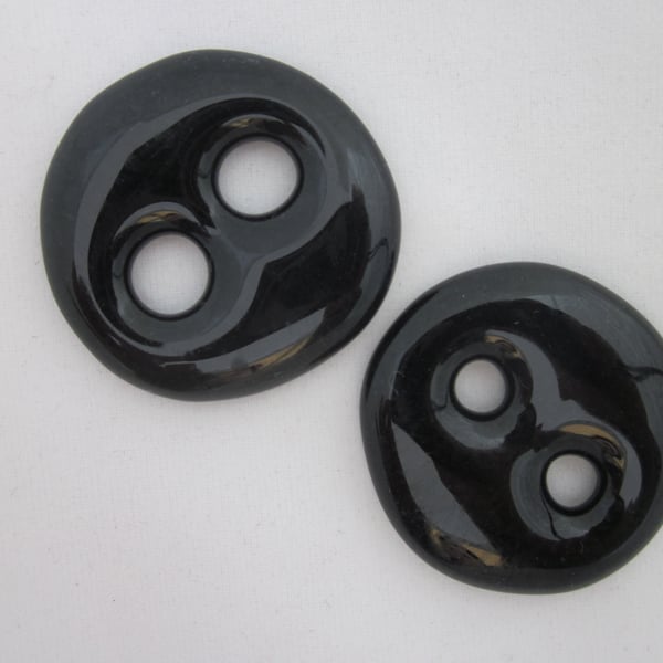 Handmade pair of cast glass buttons - Aventurin... - Folksy