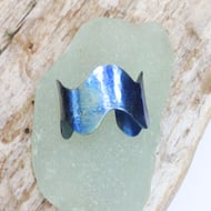 Textured Coloured Titanium Wide Wave Open Ring ... - Folksy
