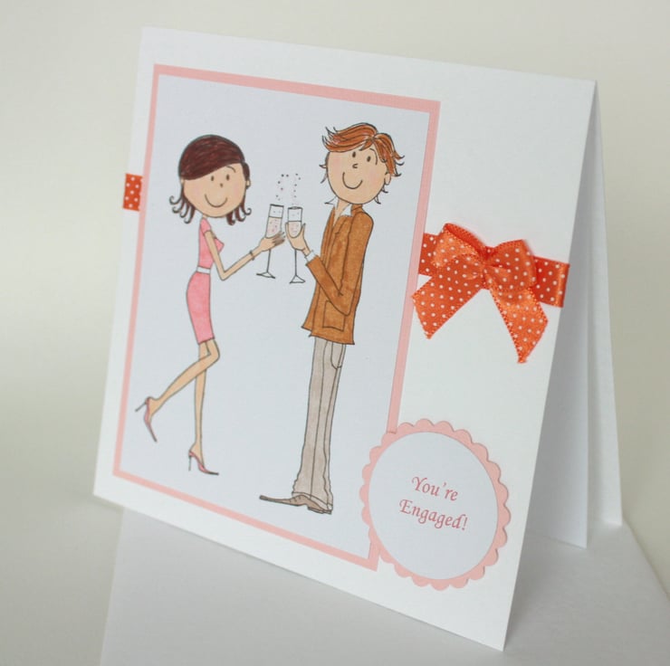 Happy couple engagement card - now reduced - Folksy