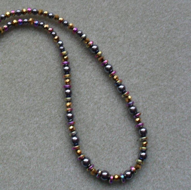 Multi Coloured Haematite Necklace Gold Plated - Folksy