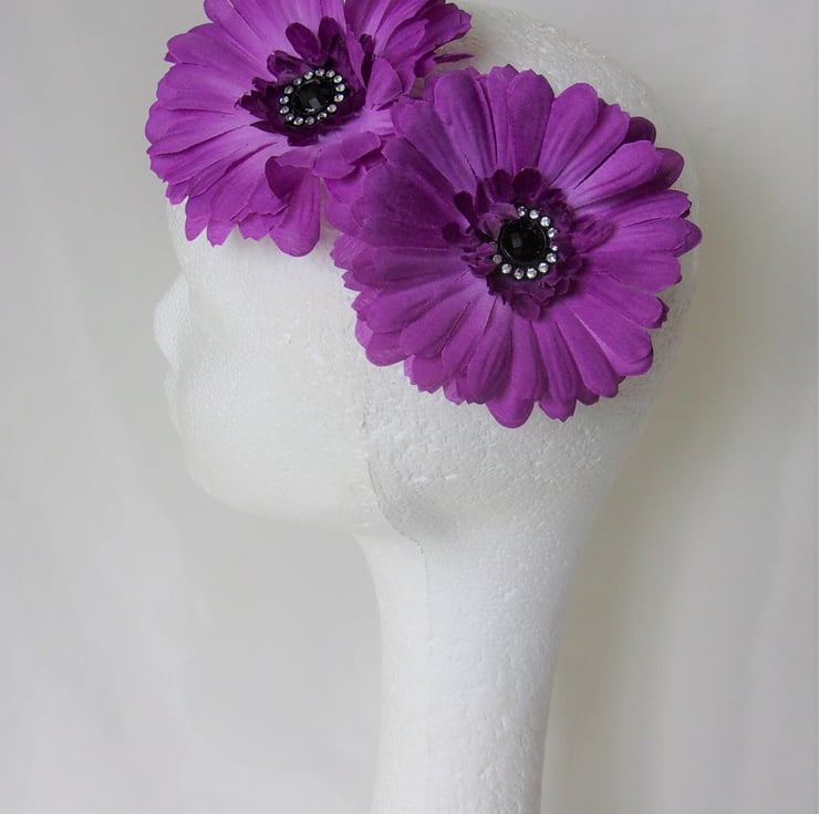 Set of Two Purple Gerbera Daisy Flower Hair Cli... - Folksy