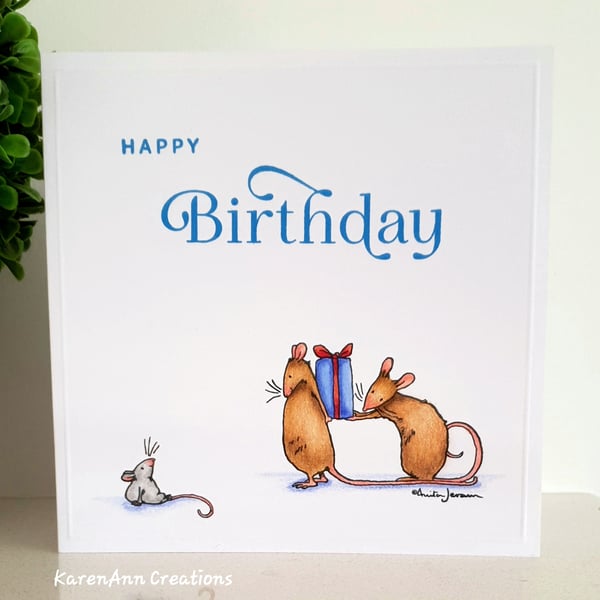 Cute mouse birthday card - Folksy