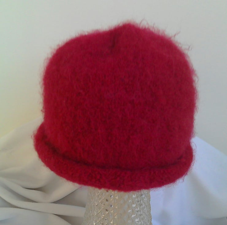 Red felted wool vintage style hat with Harris T... - Folksy