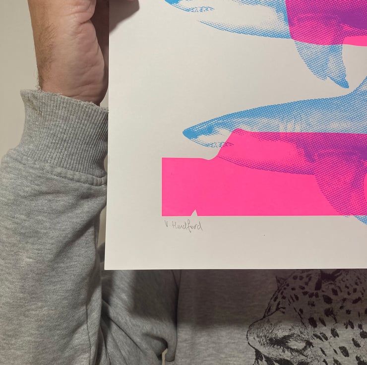 Screen Printed Shark Poster - 'Shark Tank (Neon... - Folksy
