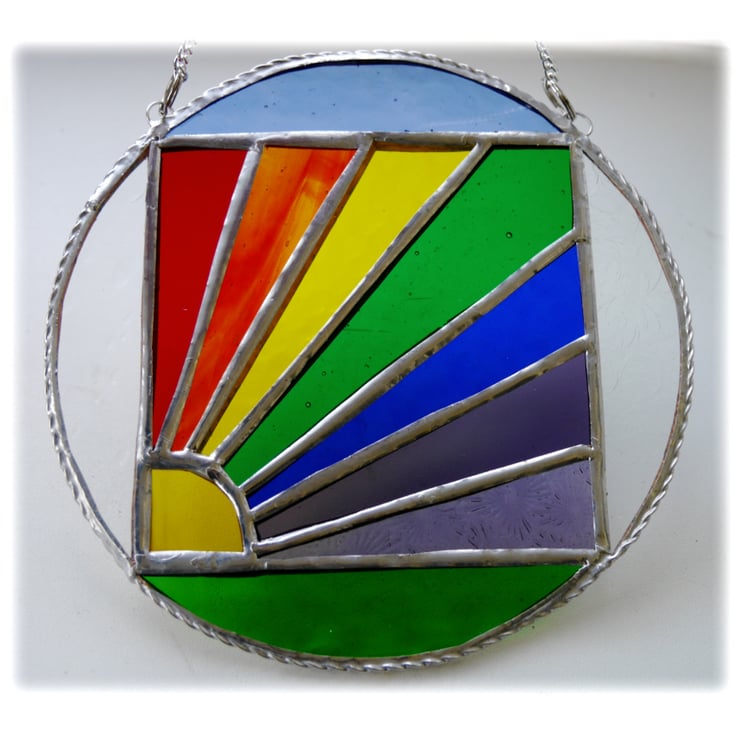 Rainbow Weather Suncatcher Stained Glass Handma... - Folksy