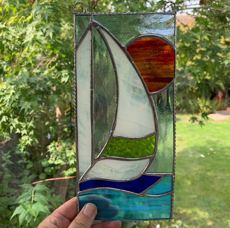Stained Glass Sailing Boat - Handmade Decoration - Folksy