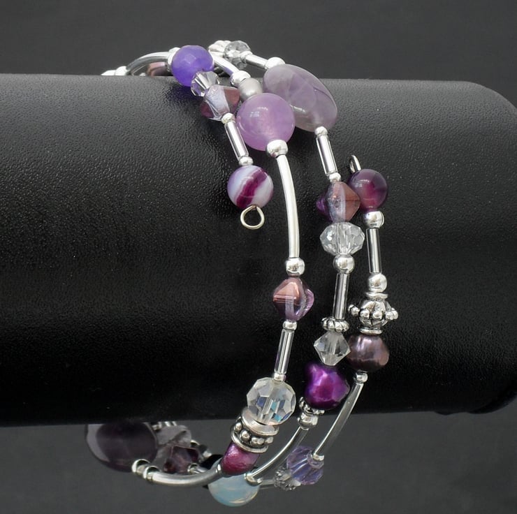 Amethyst, pearl, crystal and purple & laven... - Folksy