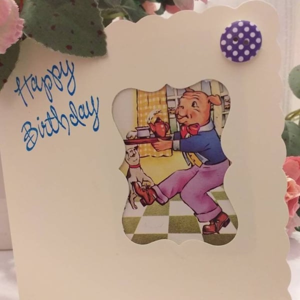 Algy Pug from Rupert Bear birthday card with ... - Folksy