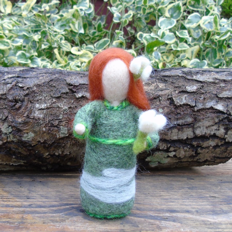Snowdrop - Spring doll, needle felt doll, Sprin... - Folksy