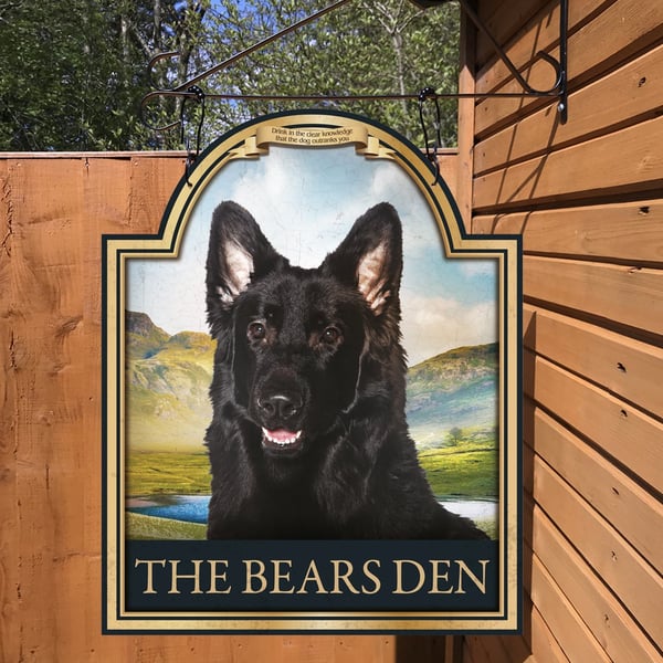 The Bears Den - Hanging personalised bar sign - Folksy