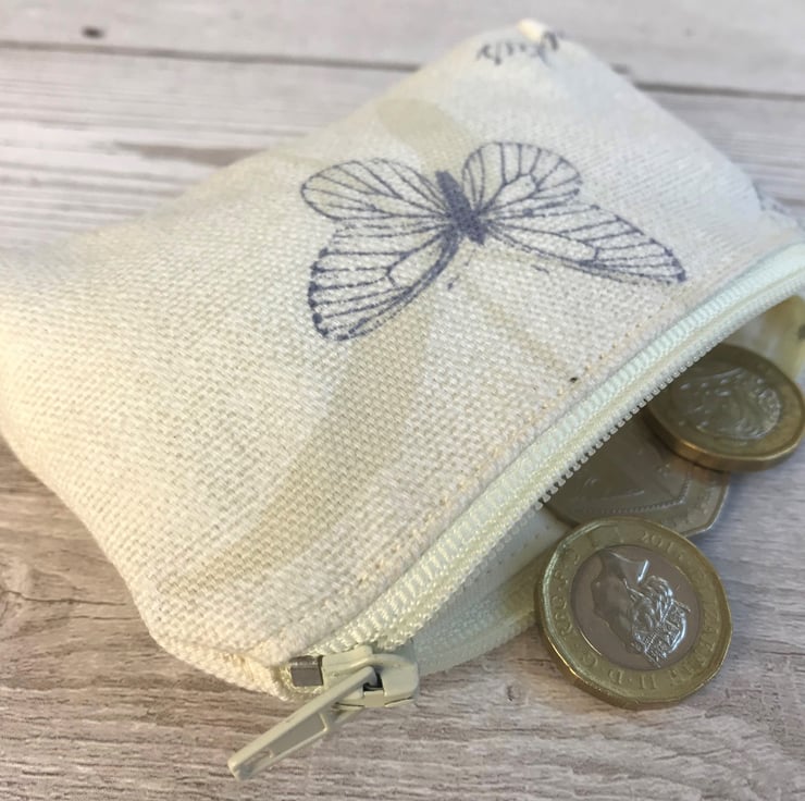 Small purse, coin purse in cream with small dar... - Folksy