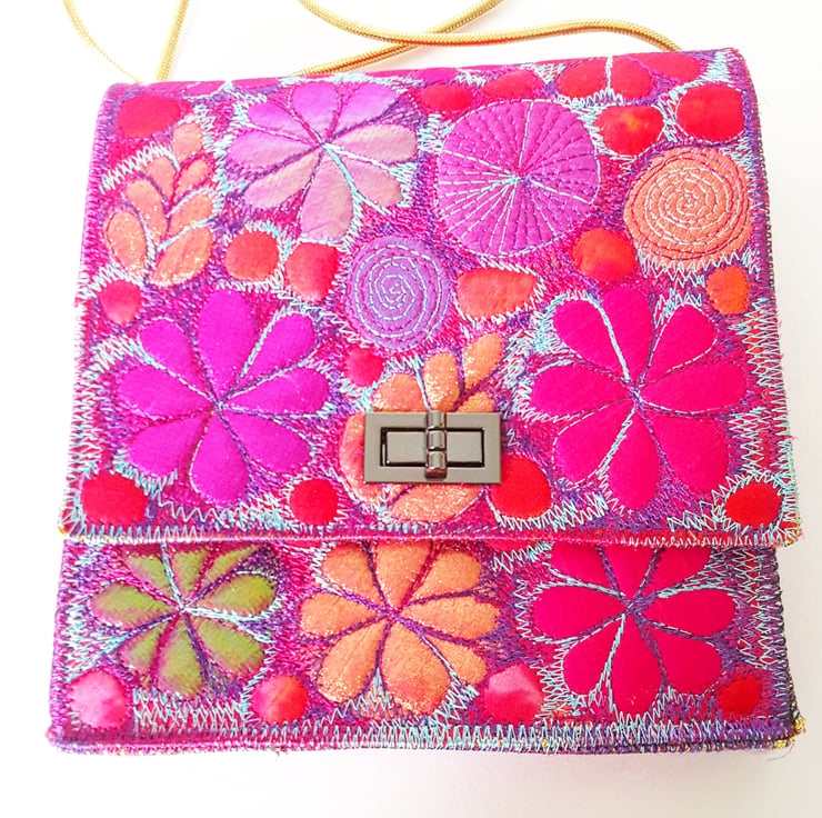 Square Textile Bag Free Machine Embroidery - Folksy