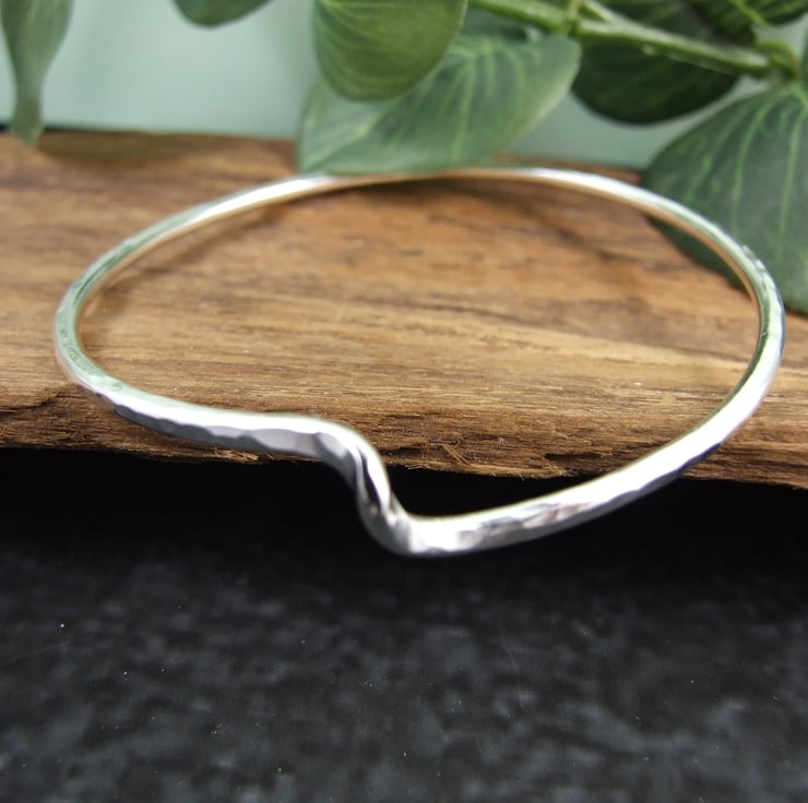 Sterling Silver Oval Hammered Twist Bangle - Folksy