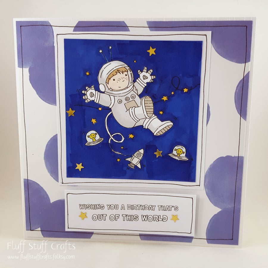 Handmade birthday card - spaceman - Folksy