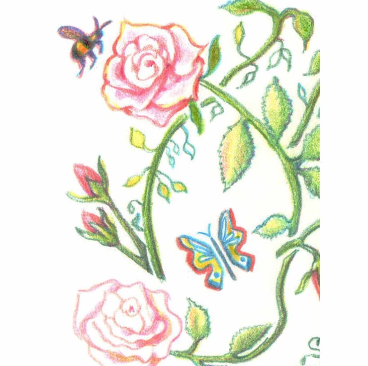 Handdrawn Mothers Day Rose Garden Greetings Card - Folksy
