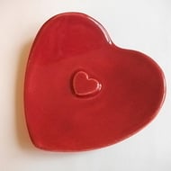 Heart on Heart Ceramic red heart dish - Folksy
