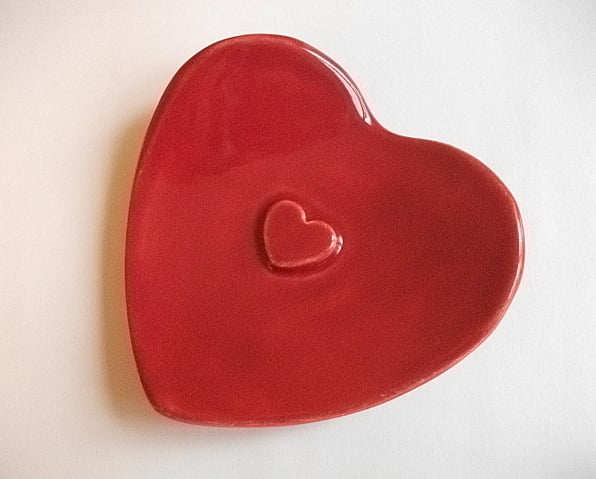 Heart on Heart Ceramic red heart dish - Folksy