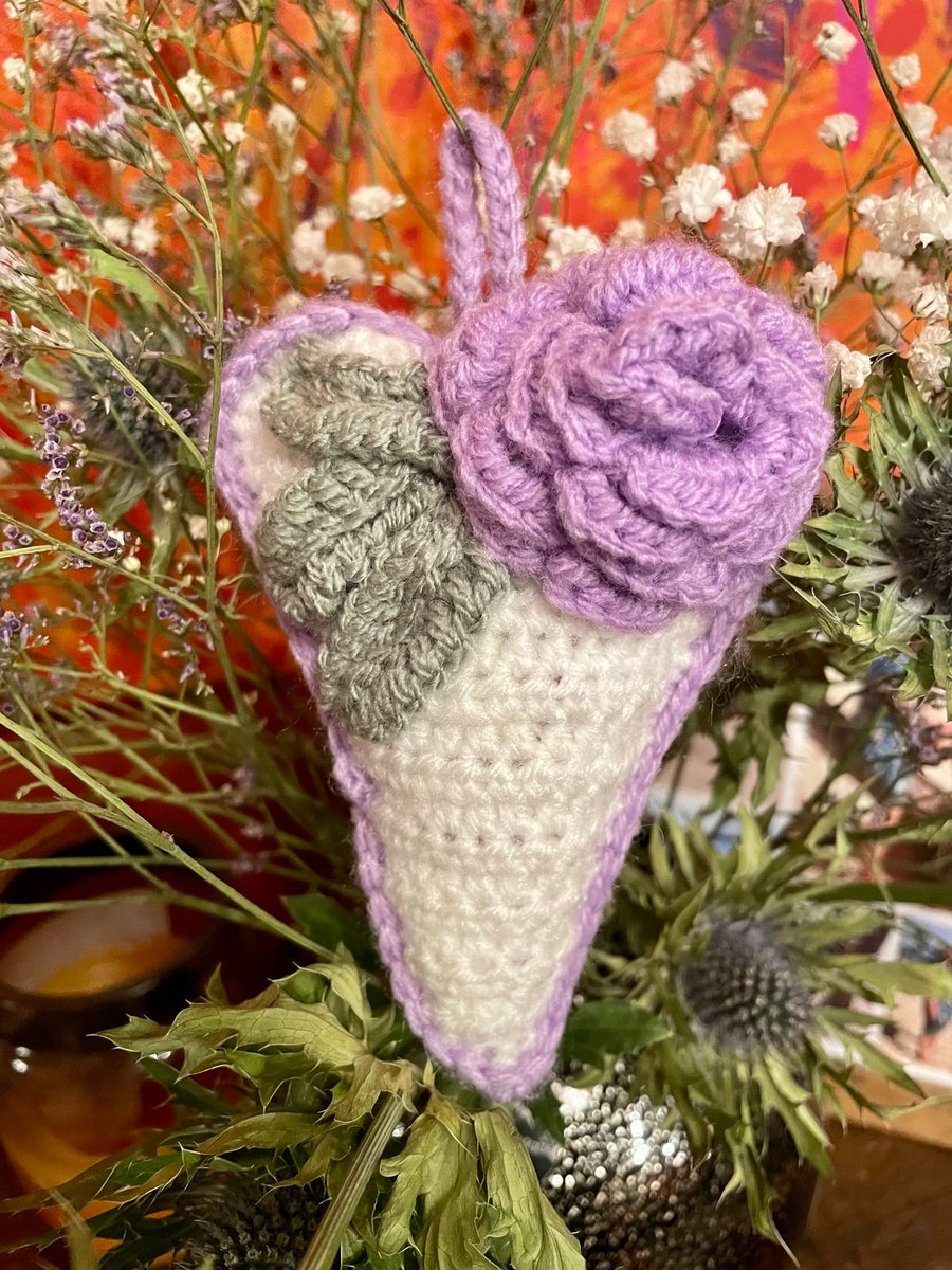 Hanging Heart with Rose Accent, Vintage Style H... - Folksy