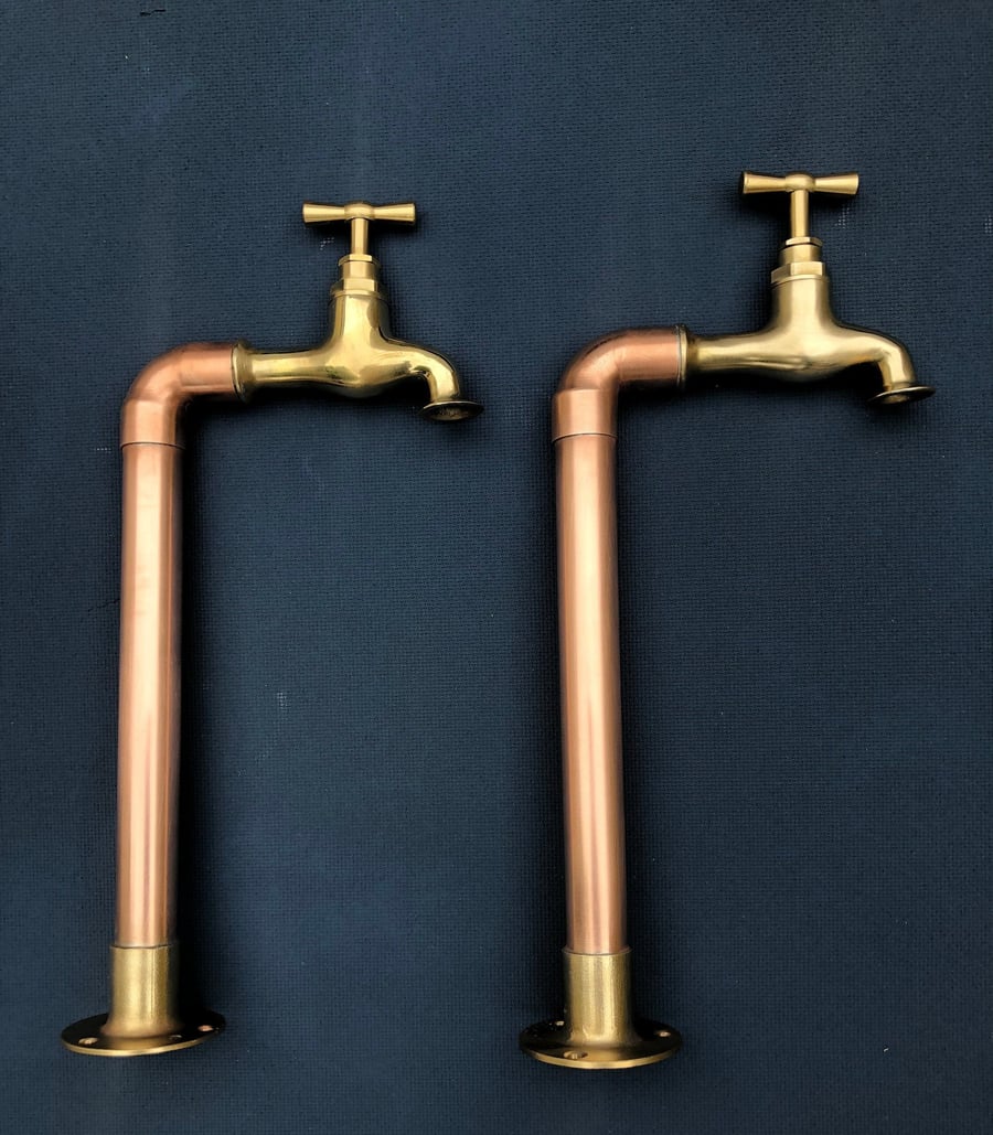 Copper and brass pillar tap - Folksy
