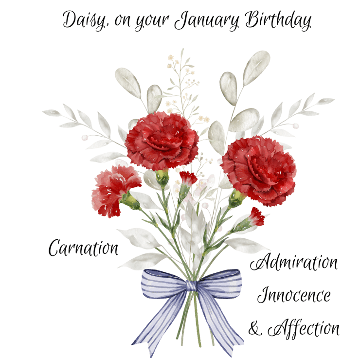 January Birthday Card, Personalised, Birth Flow... - Folksy