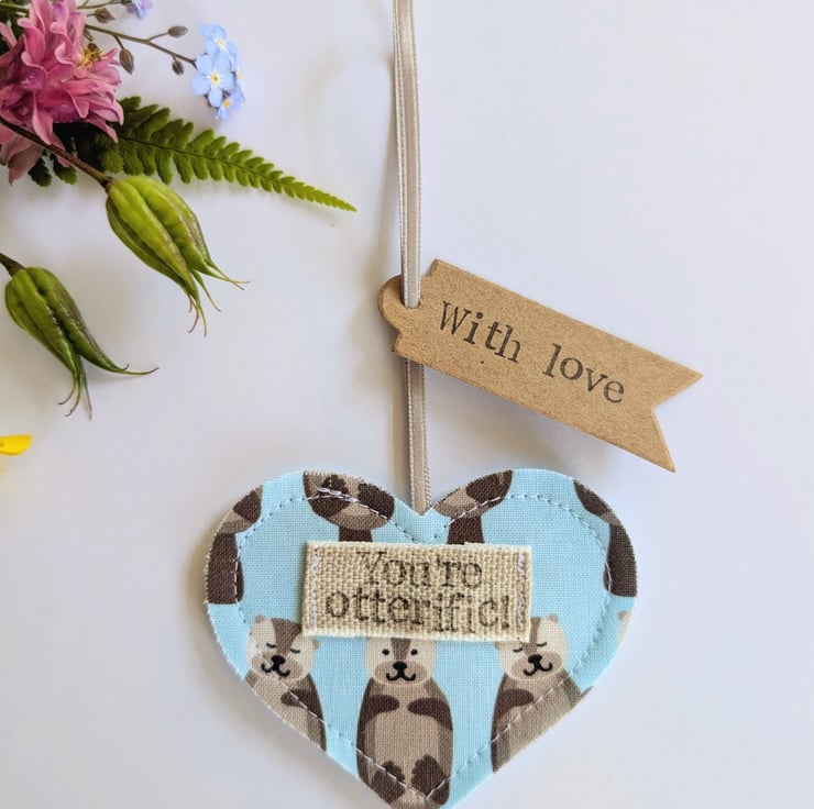 You're Otterific! Hanging Heart Decoration with... - Folksy